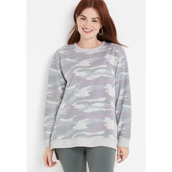 Maurices | Tops | Maurices Rtv Willowsoft Green Camo Tunic Sweatshirt ...